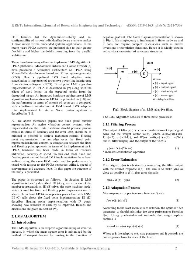 An Fpga Implementation Of The Lms Adaptive Filter