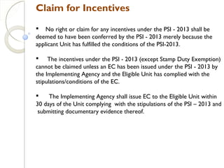 PRESENTATION ON PACKAGED SCHEME OF INCENTIVES 2013 MAHRASHTRA STATE | PPT