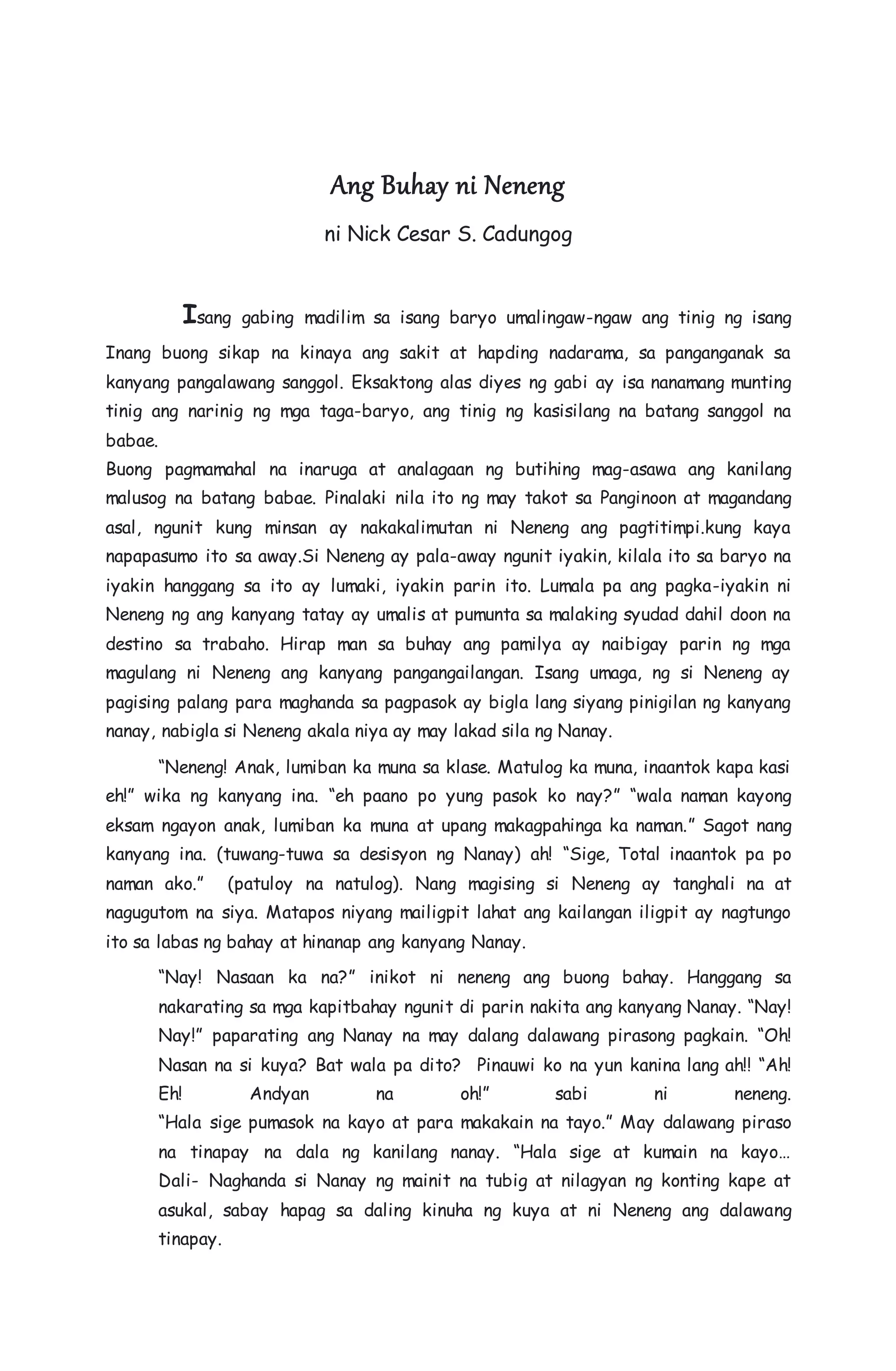 "Ang Buhay ni Neneng" - Nick Cesar S. Cadungog | DOCX