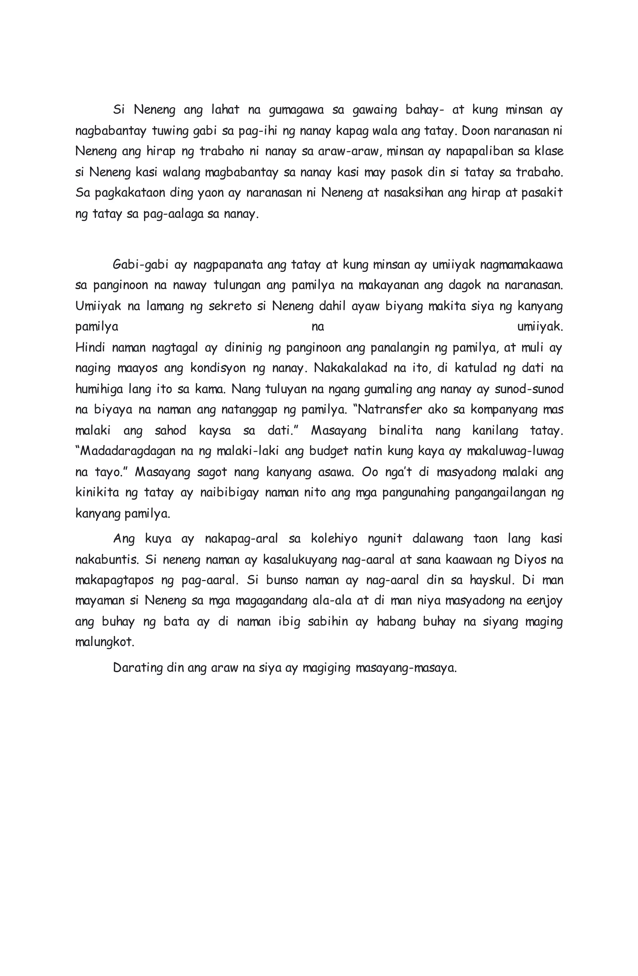 "Ang Buhay ni Neneng" - Nick Cesar S. Cadungog | DOCX