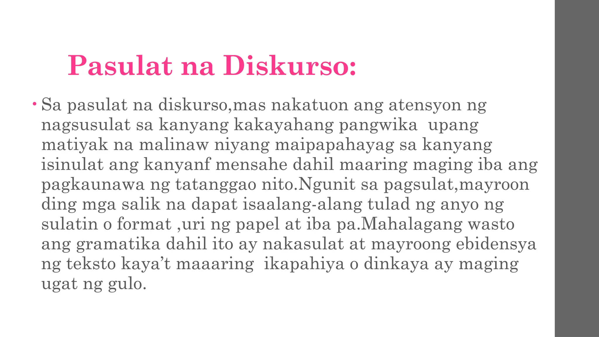 ANG-DISKURSO pasalitang diskirso at amg pasulat | PPTX