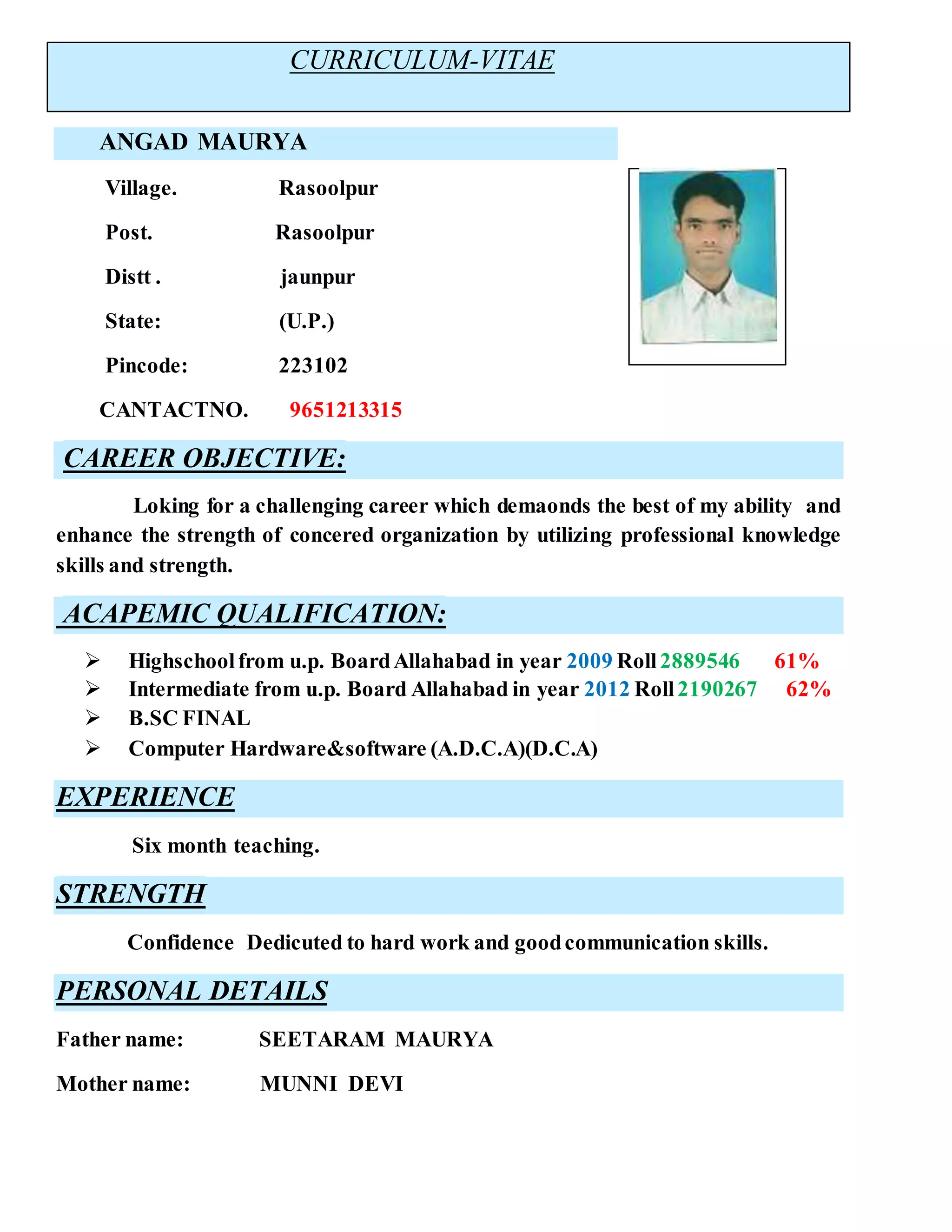 Angad maurya resume | PDF