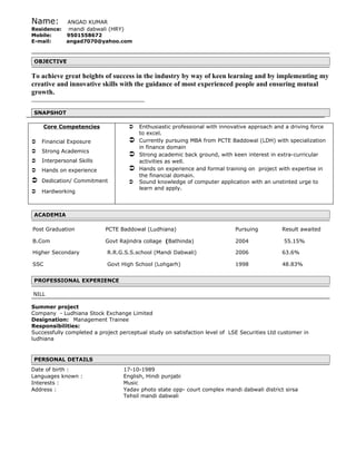 Angad resume | DOC