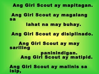 Ang babaeng scout ay malinis ang isip, | PPT