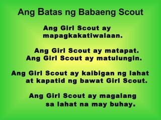 Ang babaeng scout ay malinis ang isip, | PPT