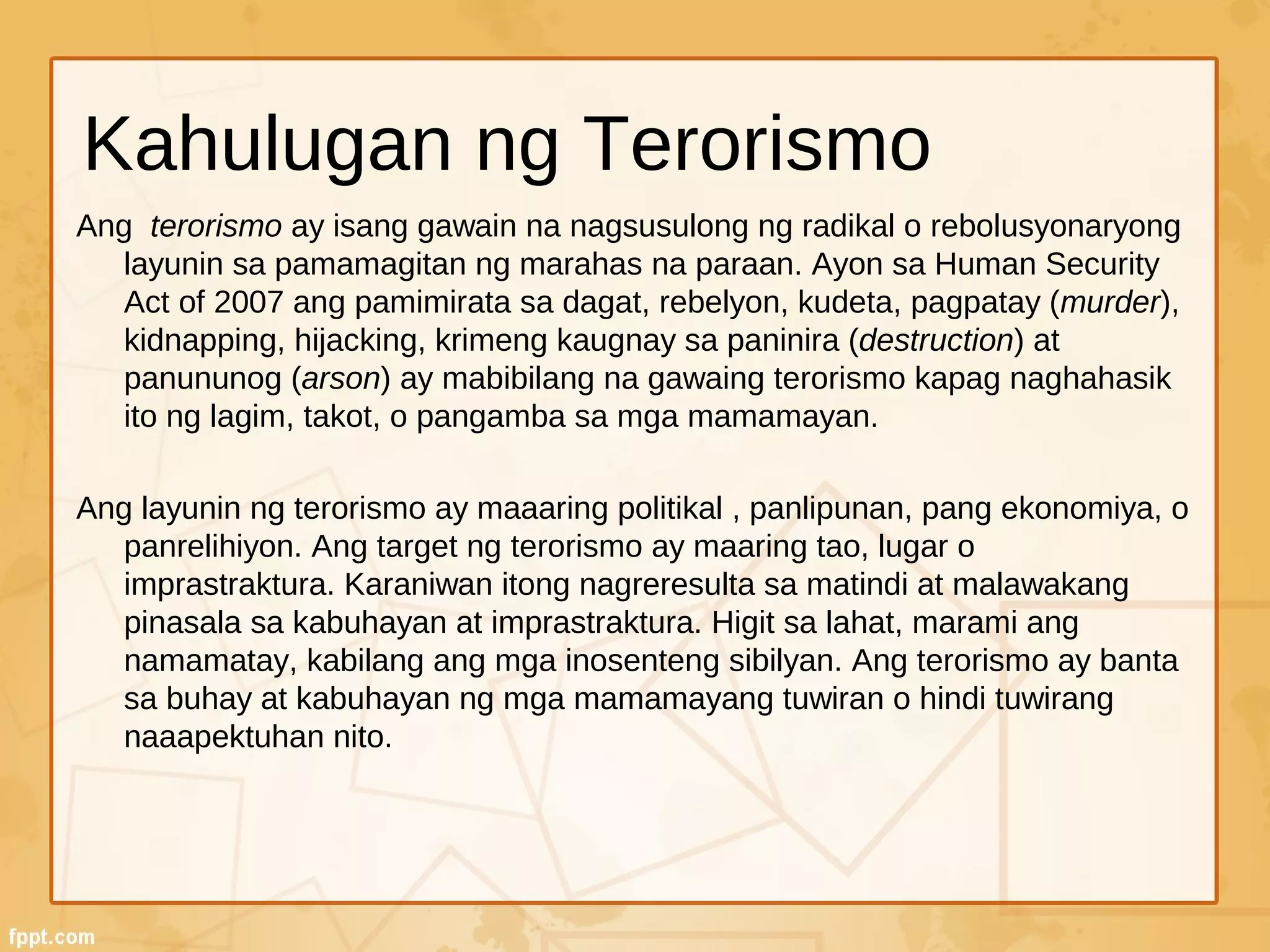 Ang Banta ng Terorismo | PPT