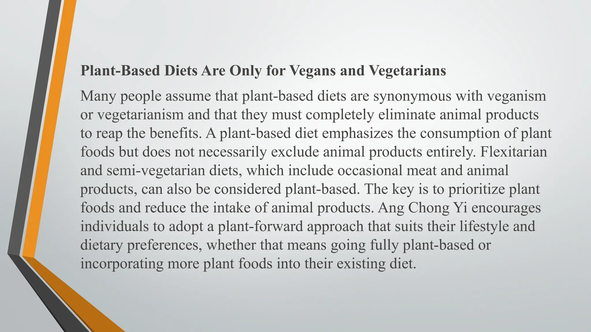 Ang Chong Yi: Separating Fact from Fiction in Plant-Based Nutrition | PPT