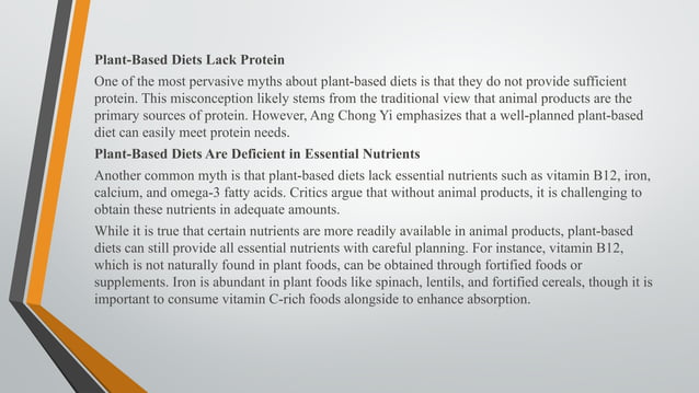 Ang Chong Yi: Separating Fact from Fiction in Plant-Based Nutrition | PPTX