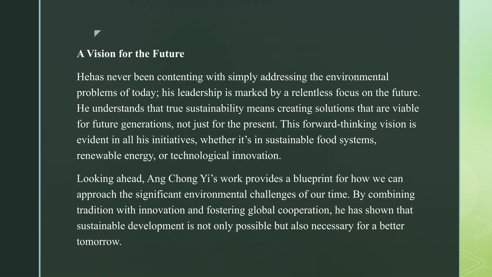 Ang Chong Yi: Driving Sustainable Solutions for a Better Tomorrow | PPT ...