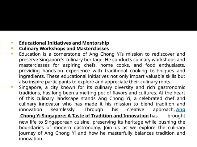 Ang Chong Yi’s Mission: Rediscovering Singapore’s Culinary Heritage | PPT