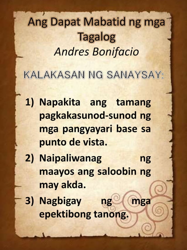 Ang dapat mabatid ng mga tagalog ni ab | PPTX