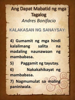 Ang dapat mabatid ng mga tagalog ni ab | PPTX