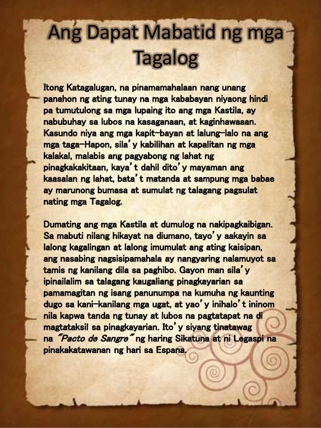 Ang dapat mabatid ng mga tagalog ni ab