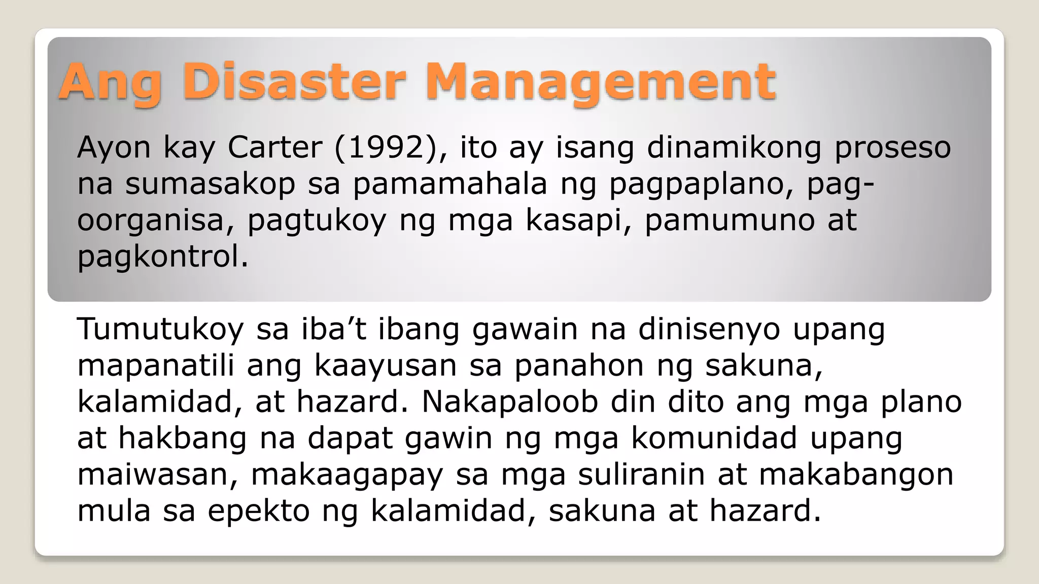 Ang Disaster Management | PPTX