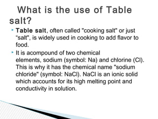 uses of salts | PPT