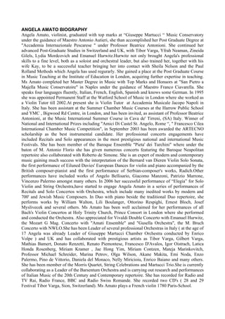 Angela Amato Curriculum Artistico Pdf | PDF