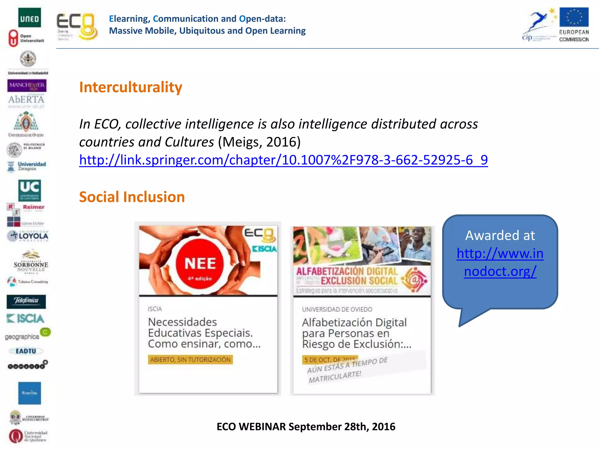 Promotion of social inclusion and intercultural values through ECO ...