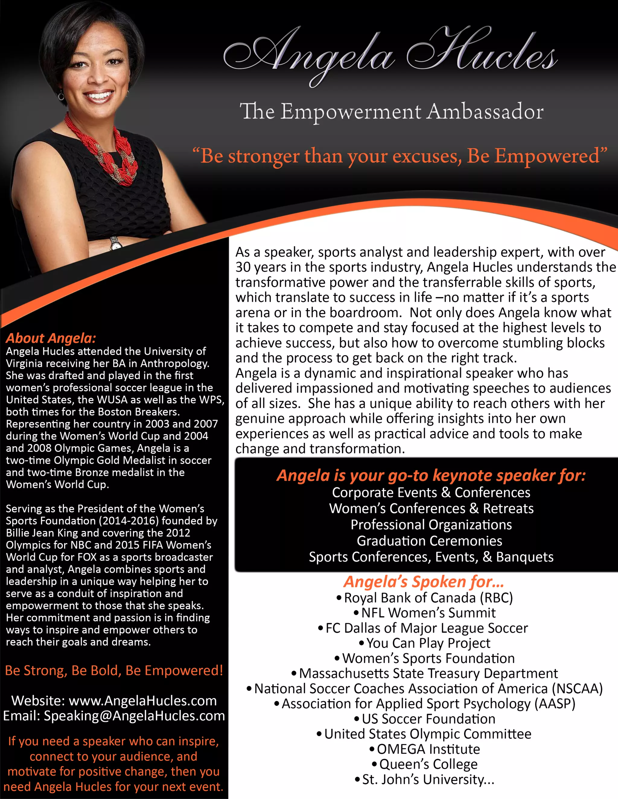 Angela Hucles The Empowerment Embassador - Speaker's Sheet | PDF