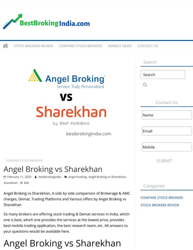 Angel broking vs sharekhan stock broker comparison best broking india | PDF