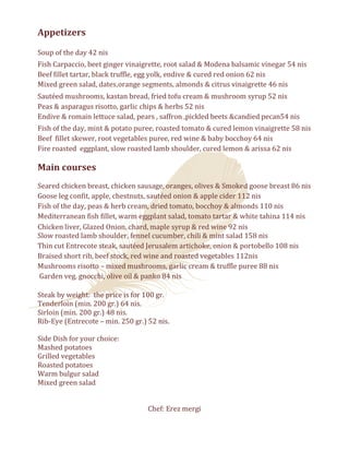 Angelica english evening menu | PDF