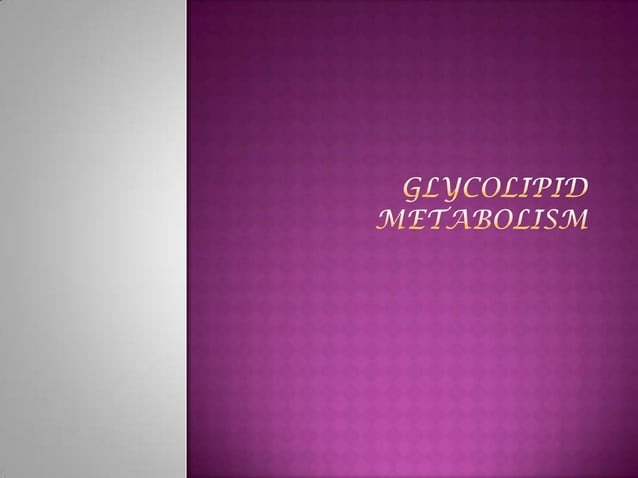 PHOSPHOLIPID METABOLISM & GLYCOLIPID METABOLISM | PPT