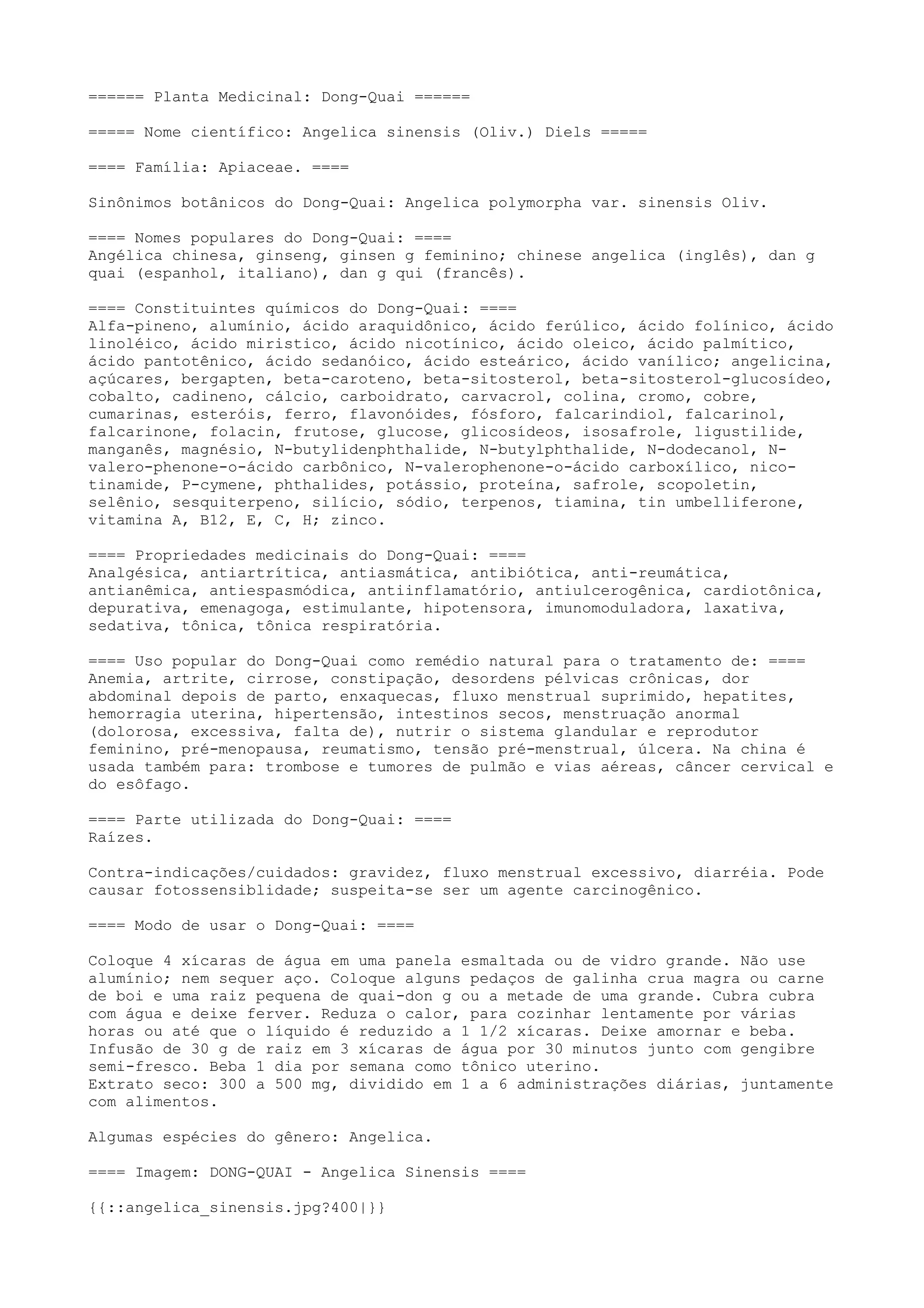Angelica sinensis - Dong-Quai | TXT
