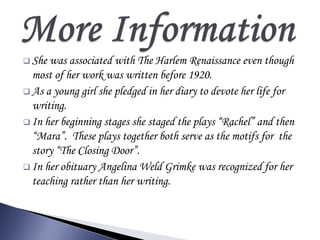 Angelina Weld Grimke | PPTX