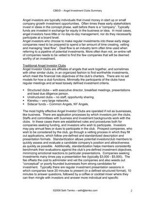 Angel Investment Clubs Summary | PDF