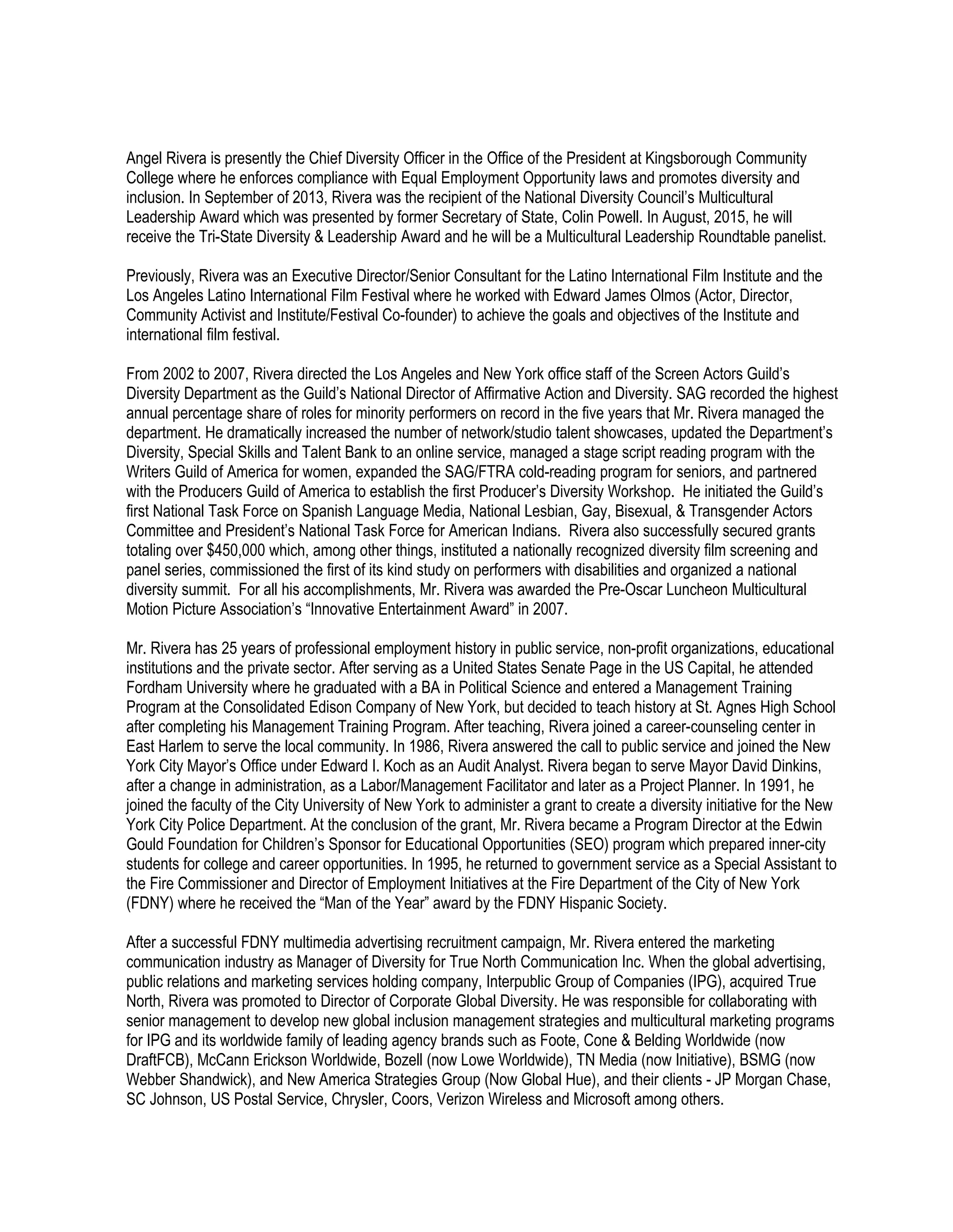 Angel l Rivera's bio | DOC