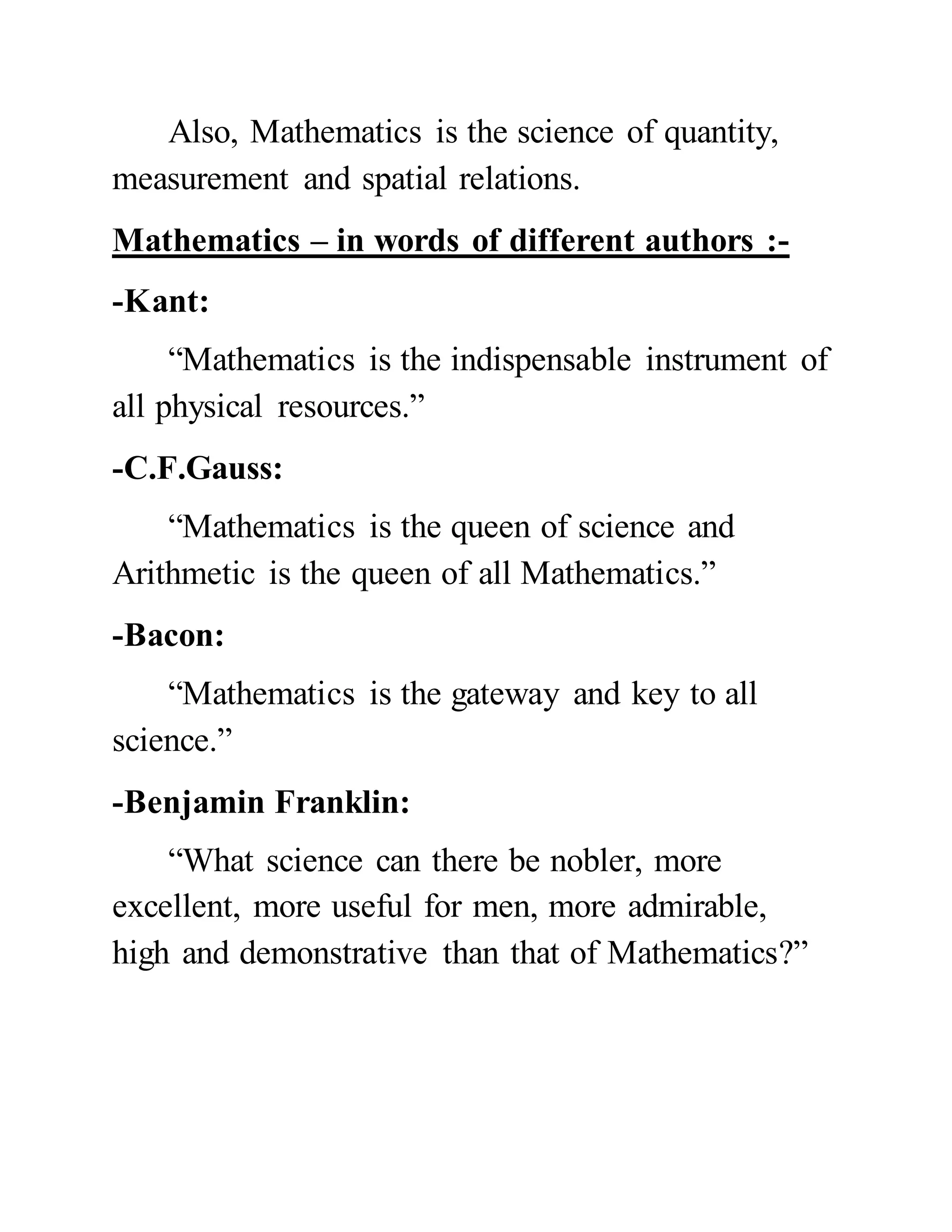 Nature ,Scope,Meaning and Definition of Mathematics | DOCX