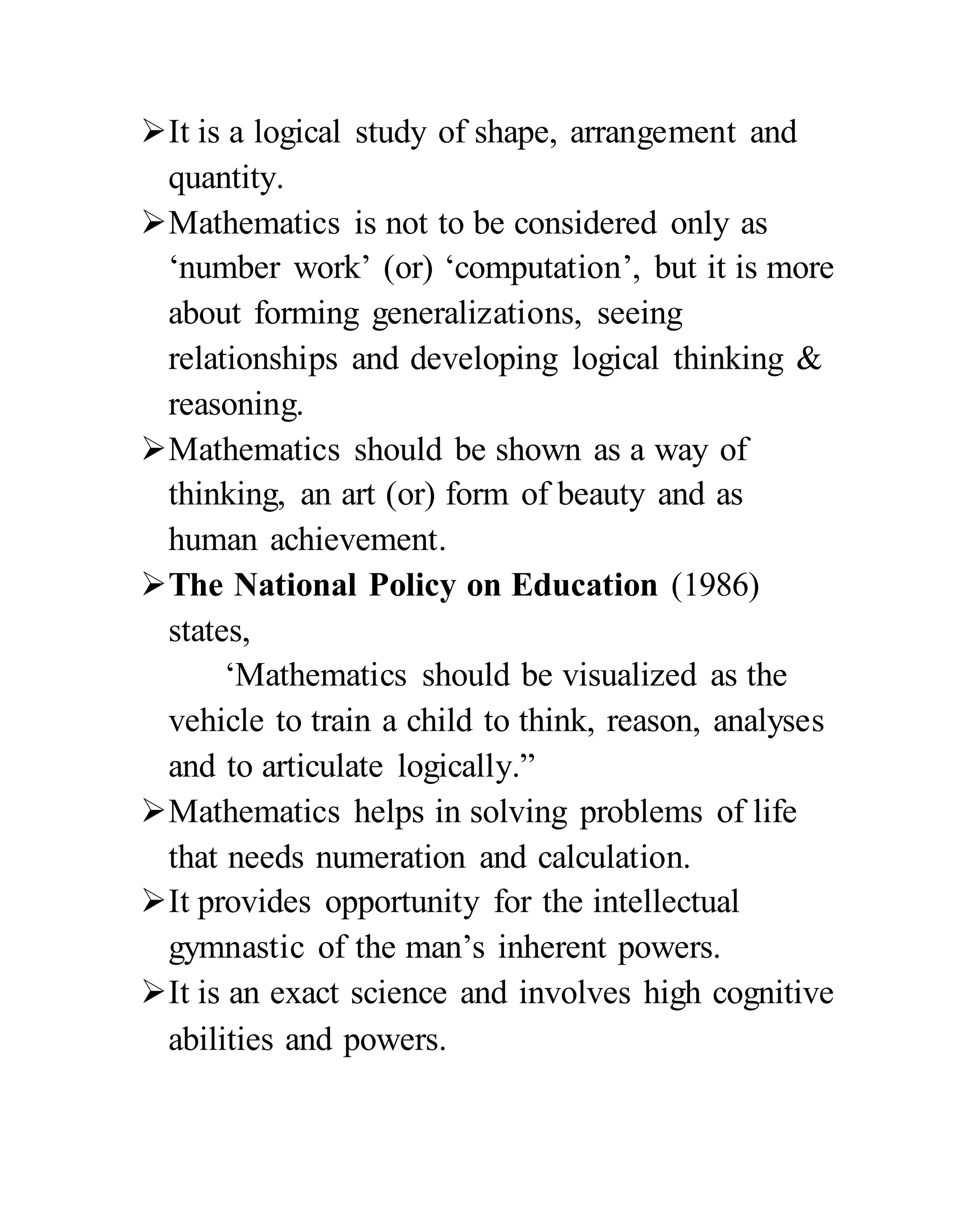 Nature ,Scope,Meaning and Definition of Mathematics | DOCX