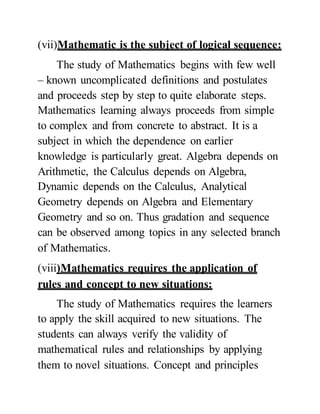 Nature ,Scope,Meaning and Definition of Mathematics | DOCX