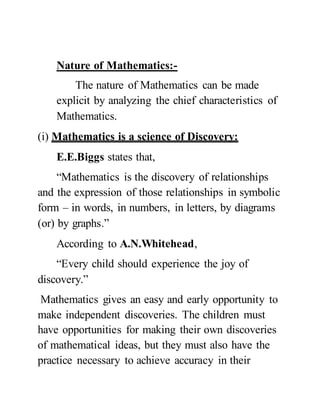 Nature ,Scope,Meaning and Definition of Mathematics | DOCX
