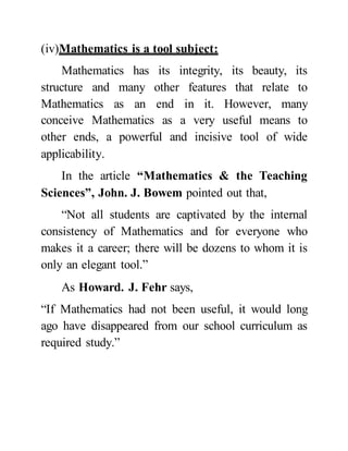 Nature ,Scope,Meaning and Definition of Mathematics pdf 4 | DOCX