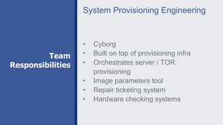 Introduction to the Cluster Infrastructure and the Systems Provisioning ...