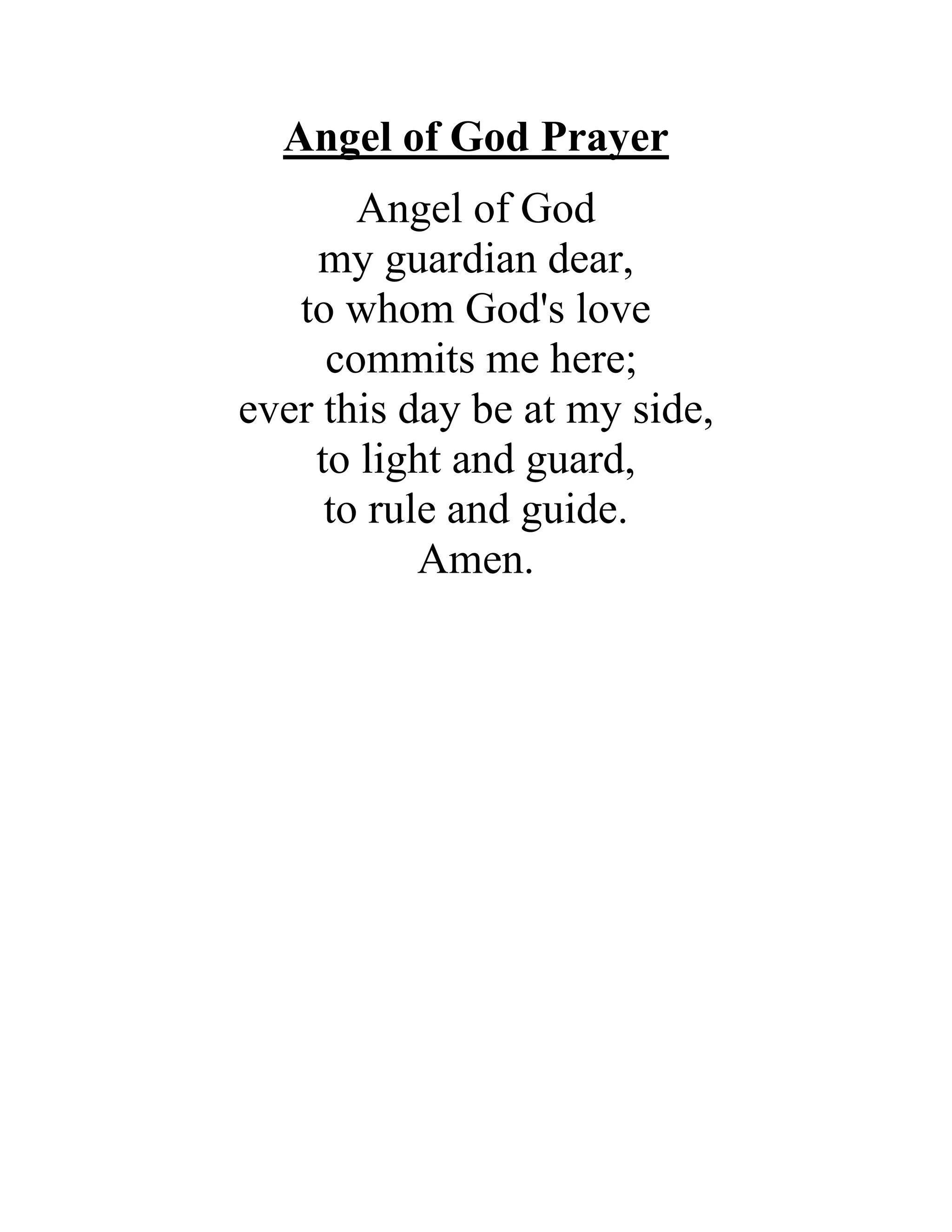 Angel of god prayer | DOCX | Christianity | Religion & Spirituality