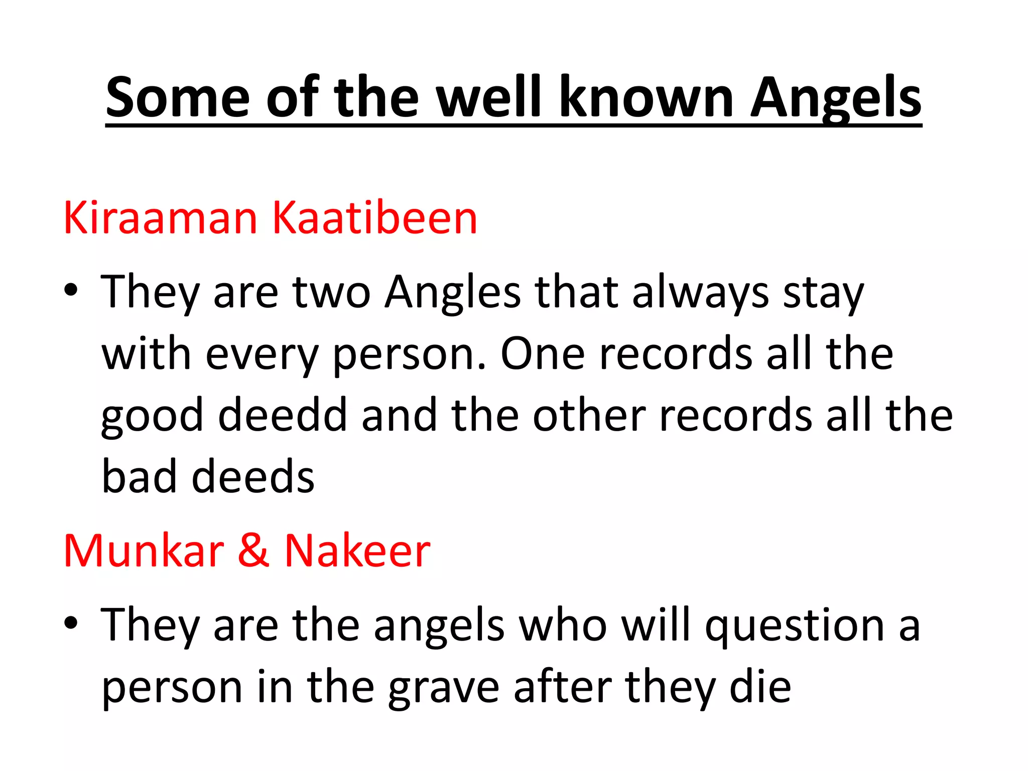Common Angels In Islam | PPTX