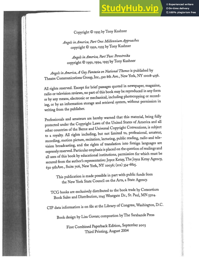 Angels In America Millenium Approaches Script | PDF | Mental Health ...