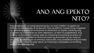 Ang Epekto Ng Pambubulas (Bullying) ESP8 | PPT