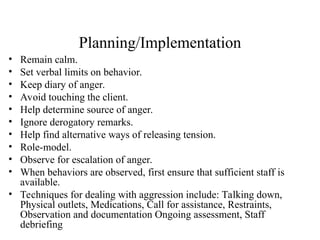 Anger and Aggression Management in psychiatric Mental Health Nursing | PPT