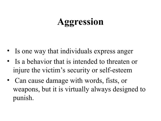 Anger and Aggression Management in psychiatric Mental Health Nursing | PPT