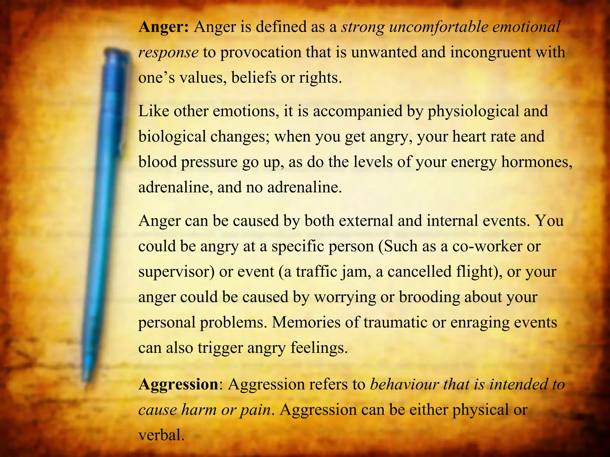 Anger and aggression management ppt | PPTX
