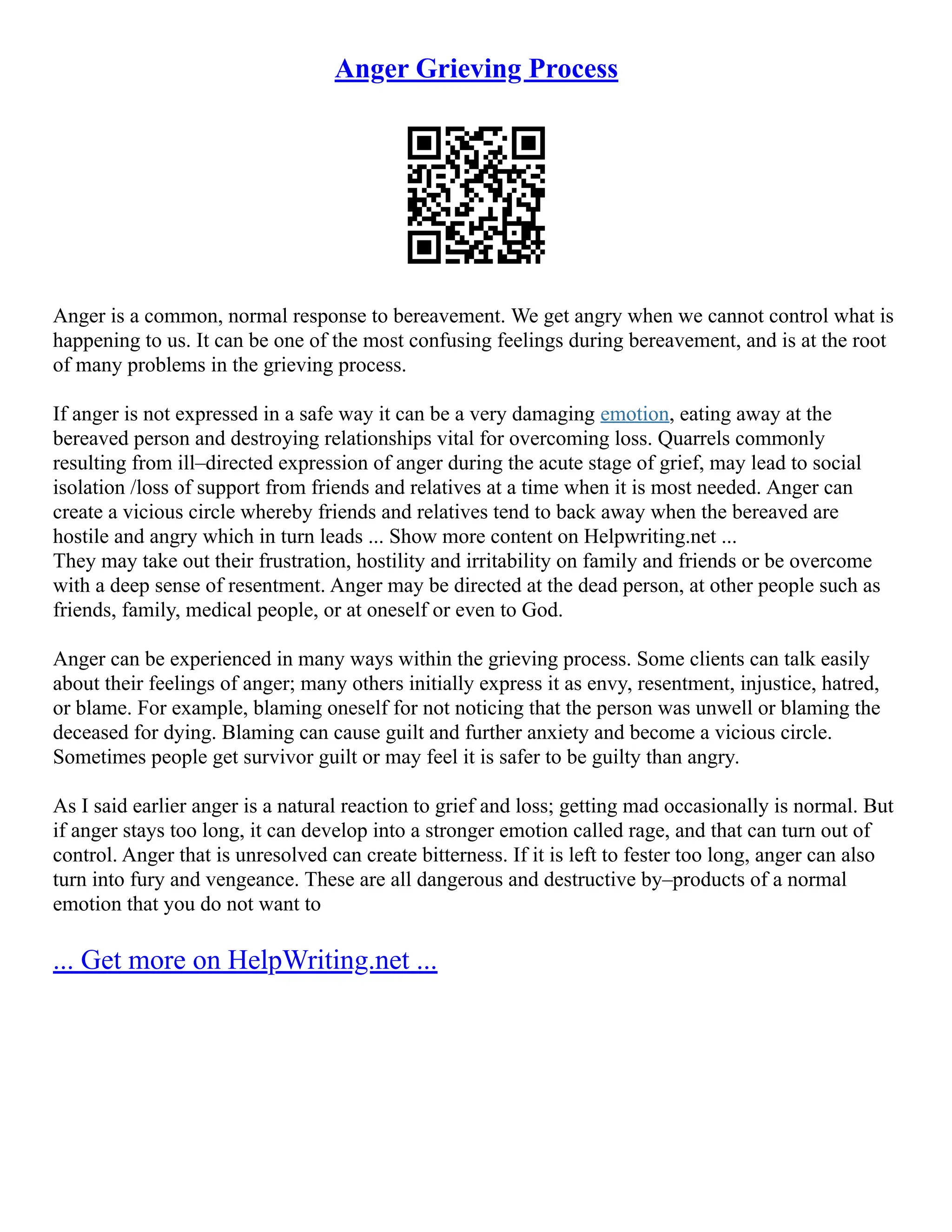 Anger Grieving Process | PDF