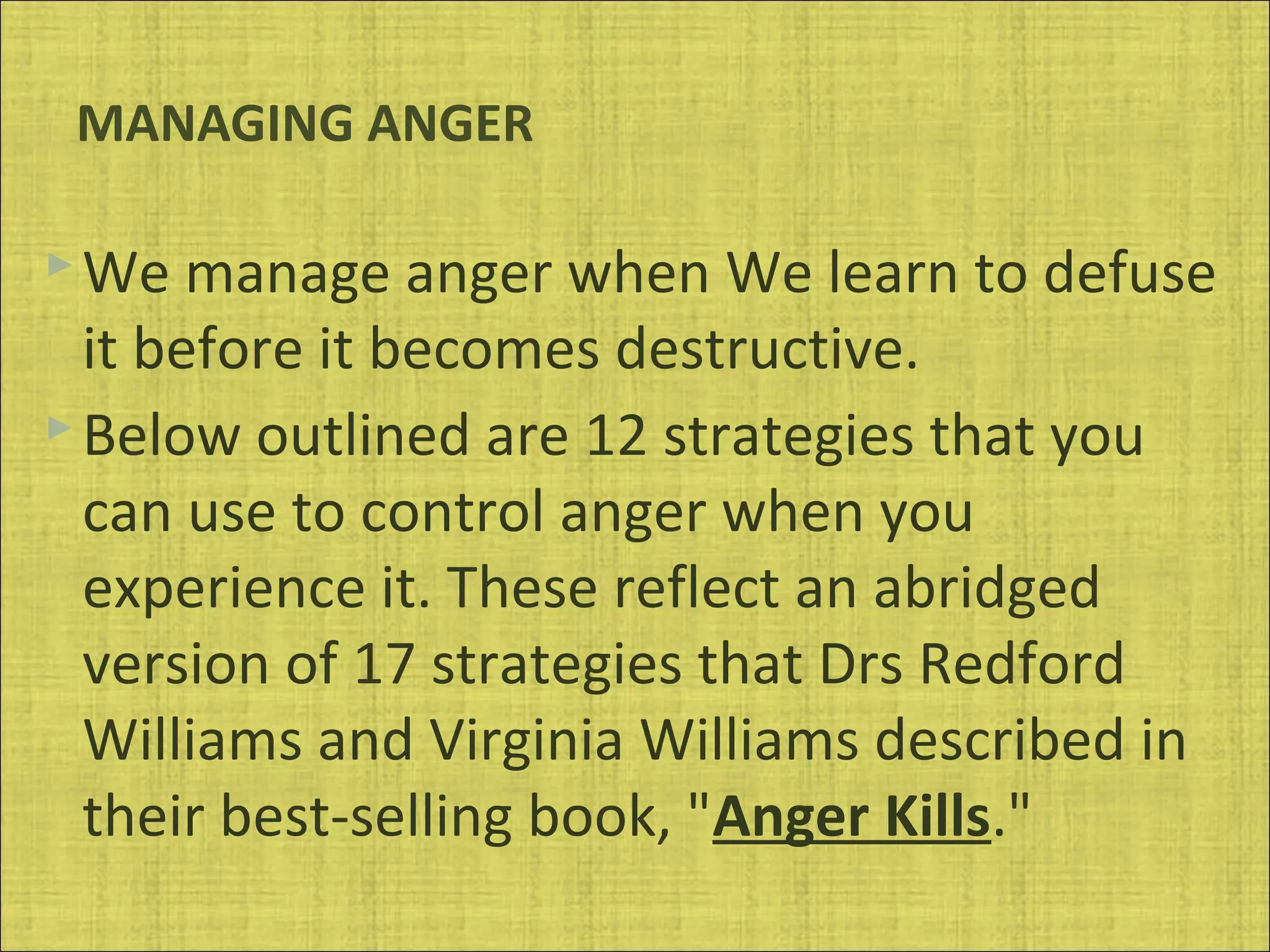 Anger management 12 strategies for | PPT