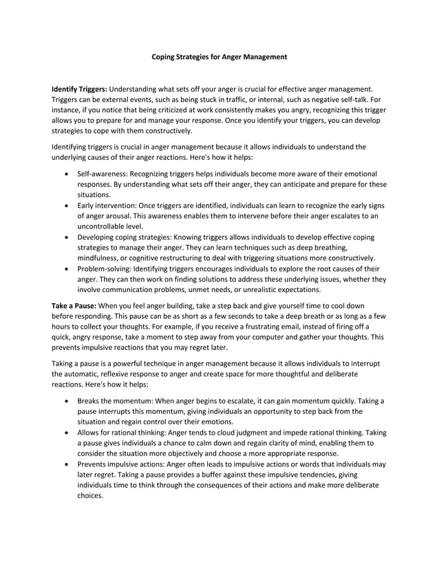 Anger Management for adults and children | PDF