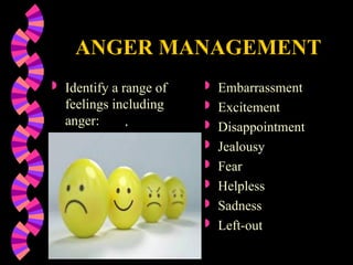 anger management Recognize situations, people, or thoughts that ...