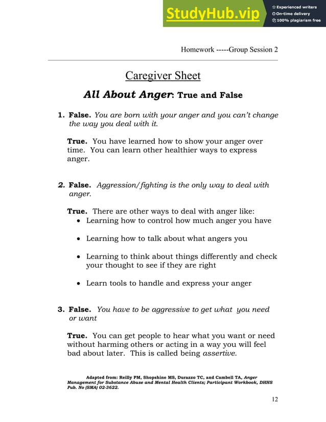 Anger Management A Cognitive Behavioral Group Intervention Protocol For ...