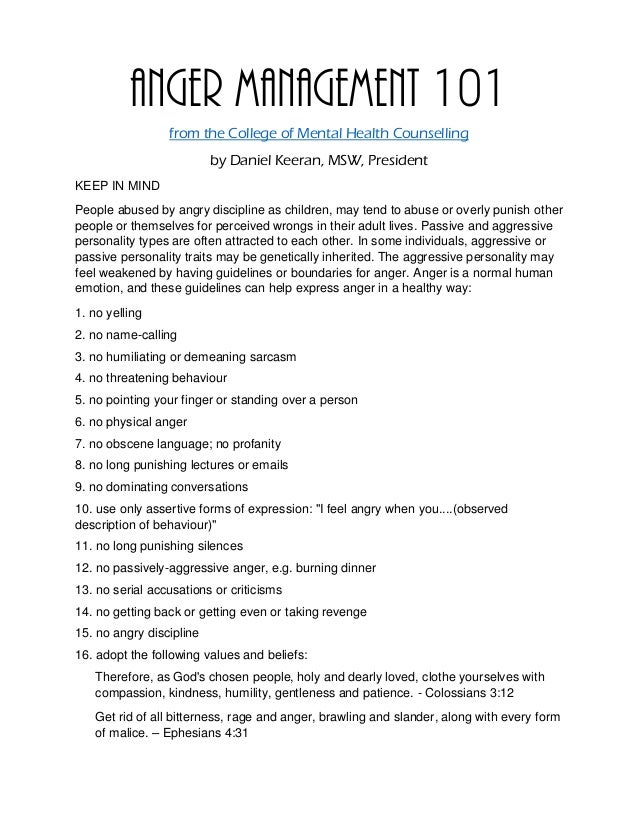 Anger Management and Anger Self-Assessment