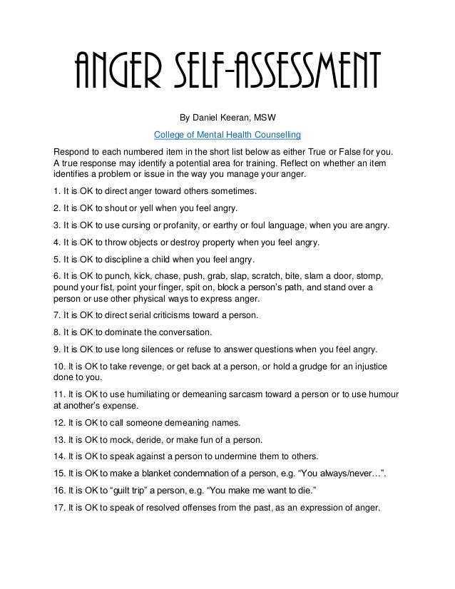 Anger Management and Anger Self-Assessment
