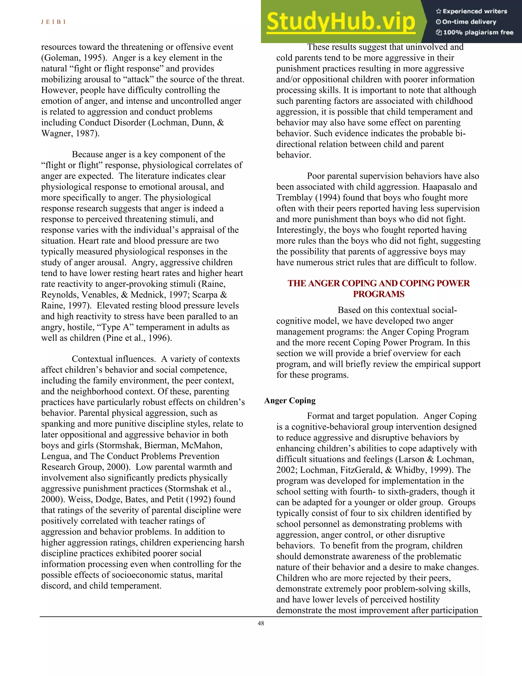 Anger Management Interventions | PDF